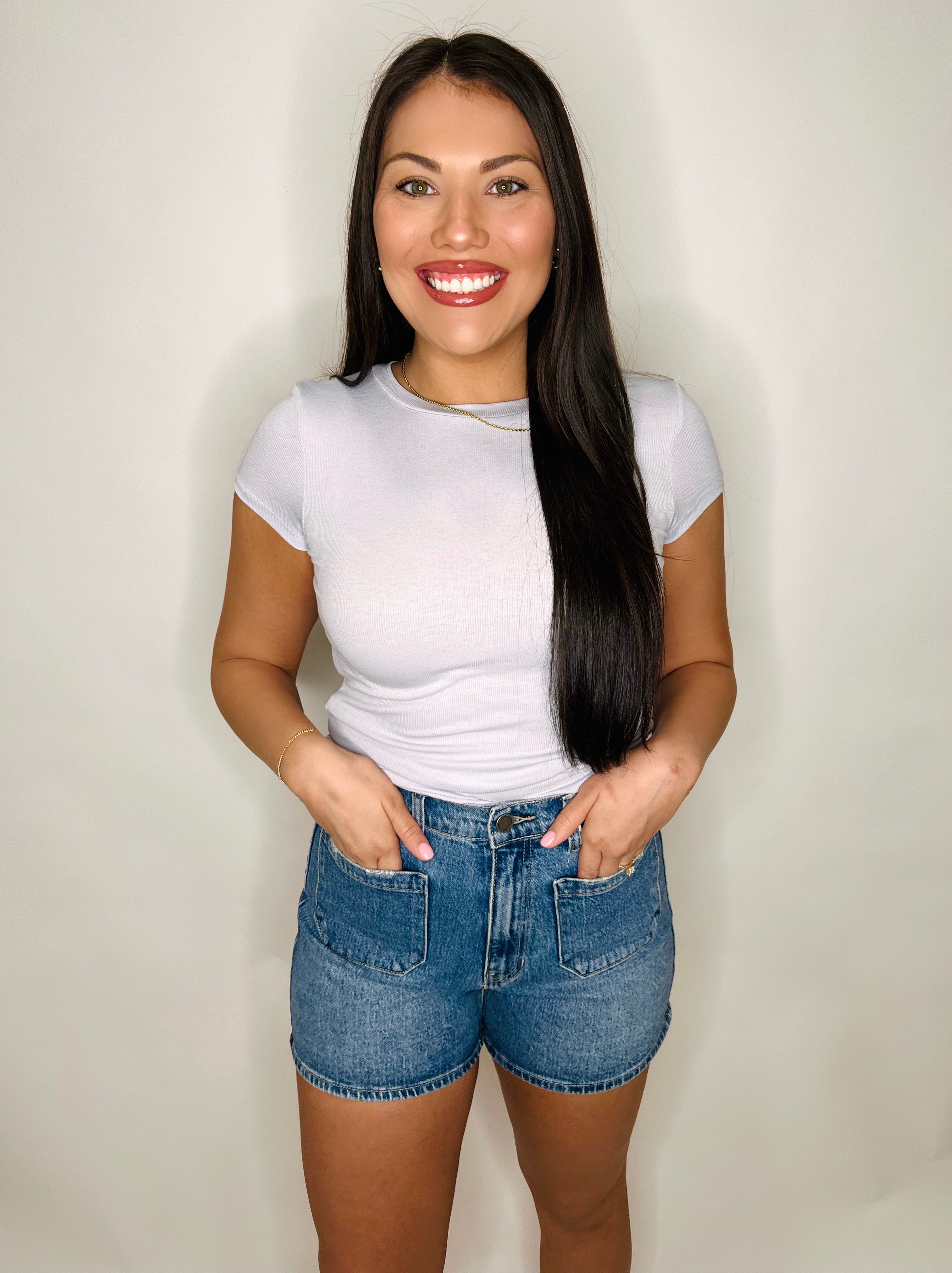 Janie Ribbed Tee - Gray Blue – J&G Co.